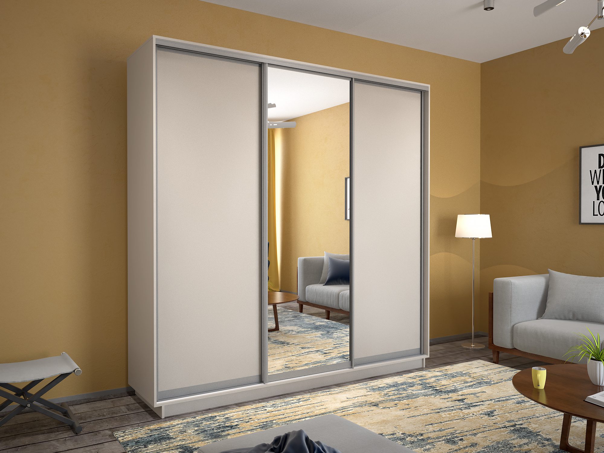 Sliding Door Wardrobe with Mirror – Modern Cashmere Look